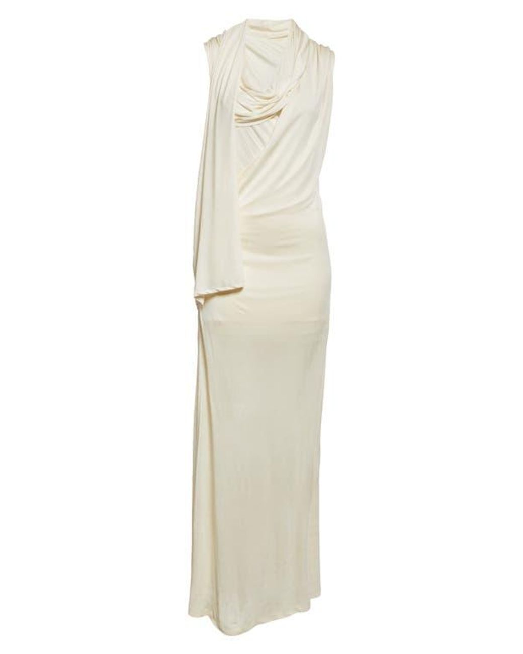 TOTEME Overlapped Scarf Sheer Stretch Jersey Maxi Dress in White | Lyst