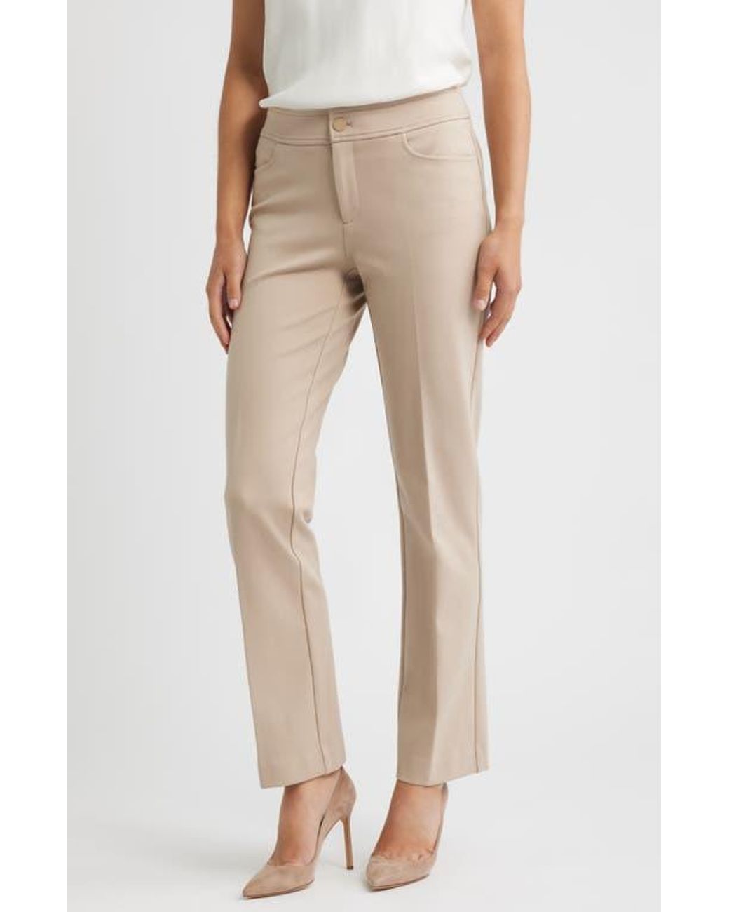 Anne Klein Compression Flare Leg Ponte Pants in Natural | Lyst