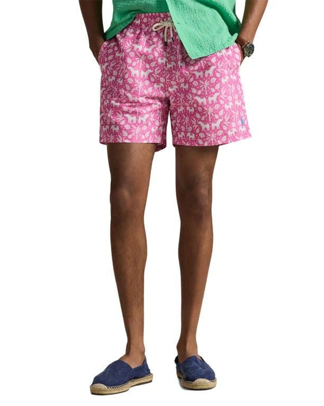 Polo Ralph Lauren Traveler Classic Print Swim Trunks in Pink for Men | Lyst