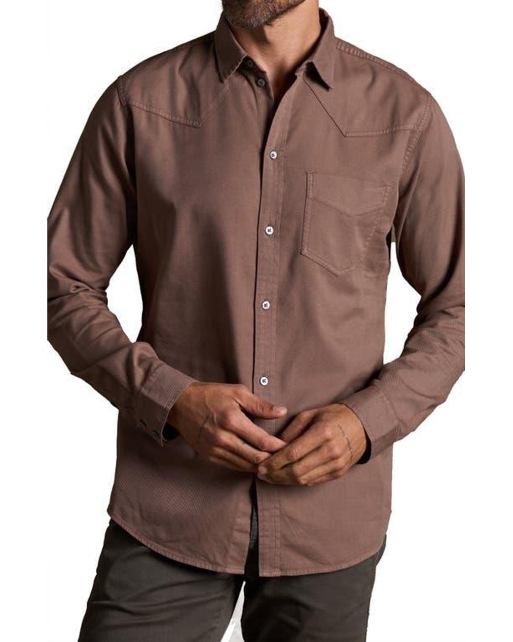 Rowan Ross Heritage Twill Button-Up Shirt in Brown for Men | Lyst