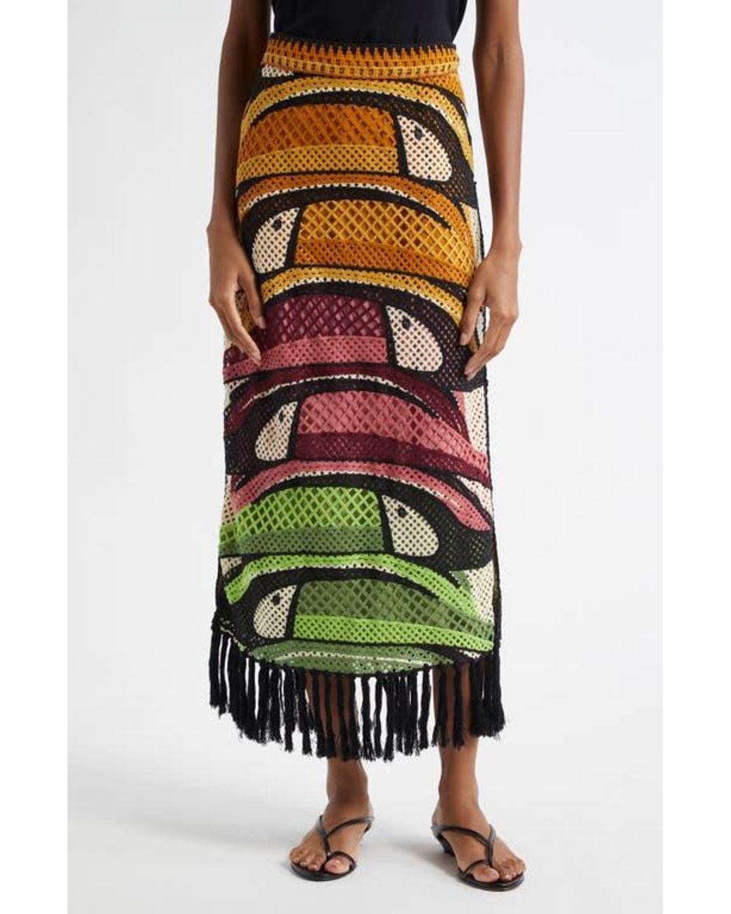 FARM Rio Toucan Tree Crochet Skirt in Green | Lyst