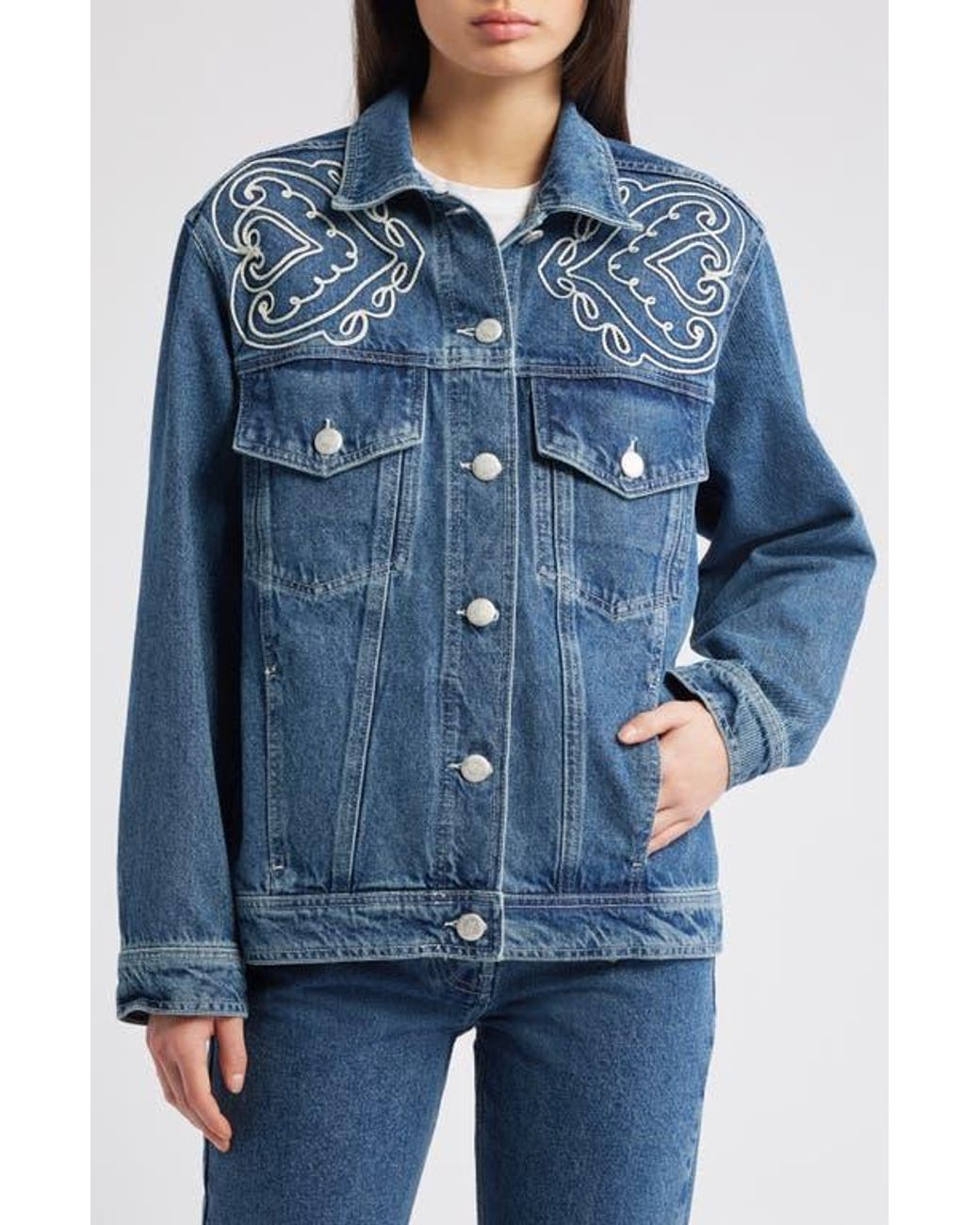 FARM Rio Cornely Embroidered Jacket in Blue | Lyst