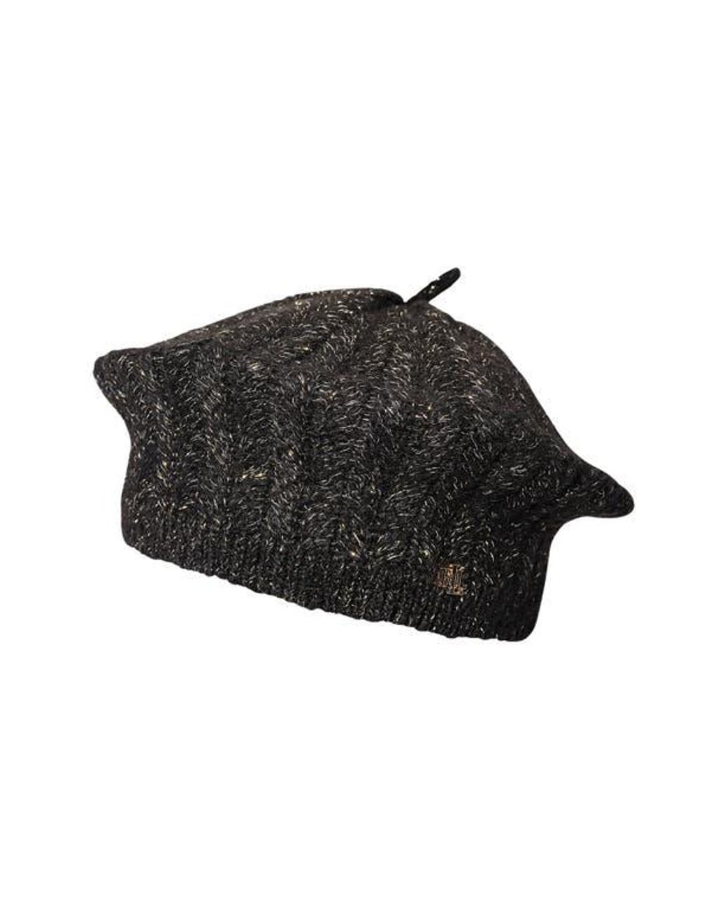 Ralph Lauren Herringbone Beret in Black | Lyst