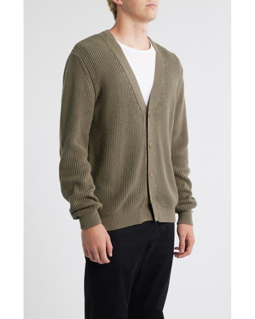 Alex Crane Bay Organic Cotton V-Neck Cardigan in Green for Men | Lyst