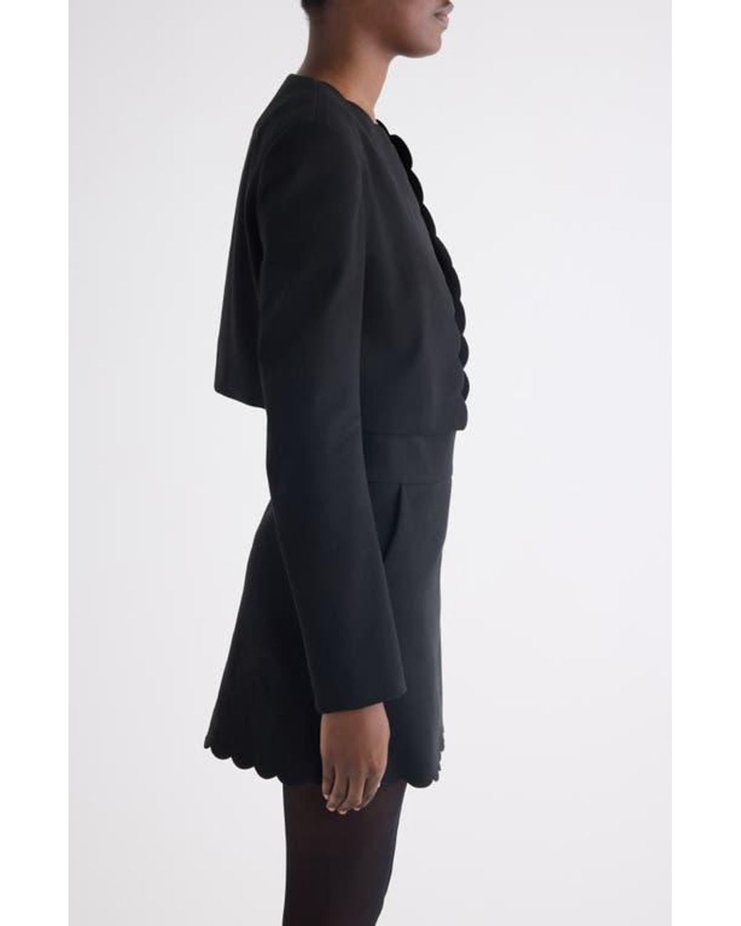 Chloé Scallop Edge Spencer Jacket in Black | Lyst
