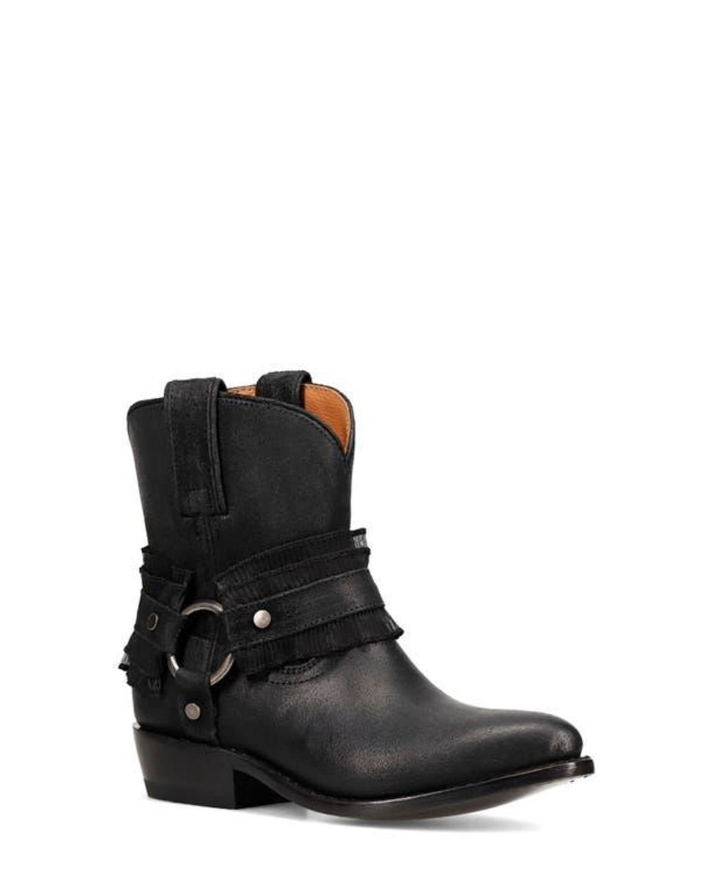 Frye Billy Ruffle Harness Bootie in Black | Lyst