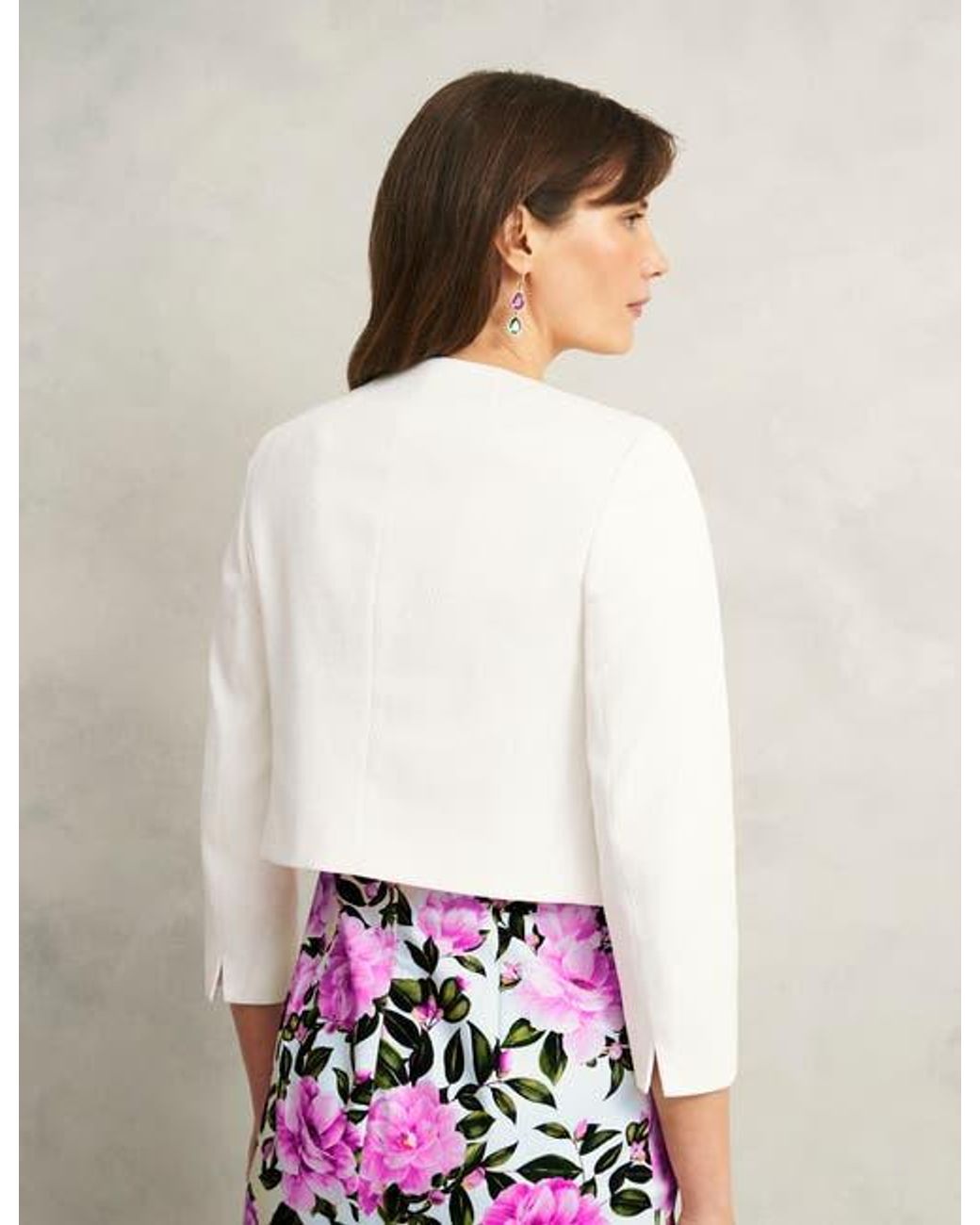 Hobbs Elize Cropped 3/4 Sleeve Occasion Jacket in White | Lyst