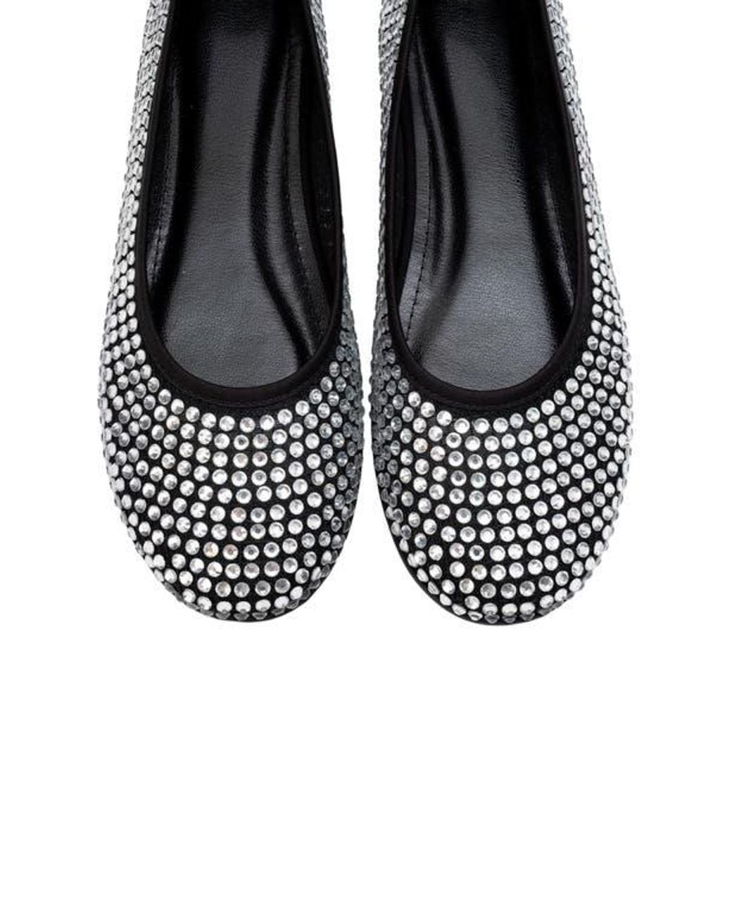 Prologue Shoes Runway Mesh Embellished Ballet Flat in Black | Lyst