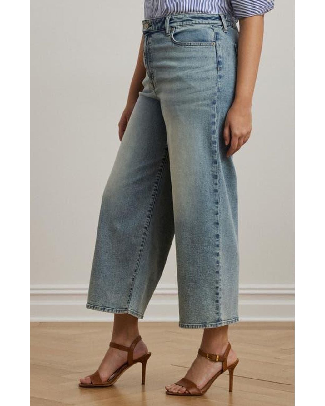 Ralph Lauren Saira Crop Wide Leg Jeans in Blue | Lyst