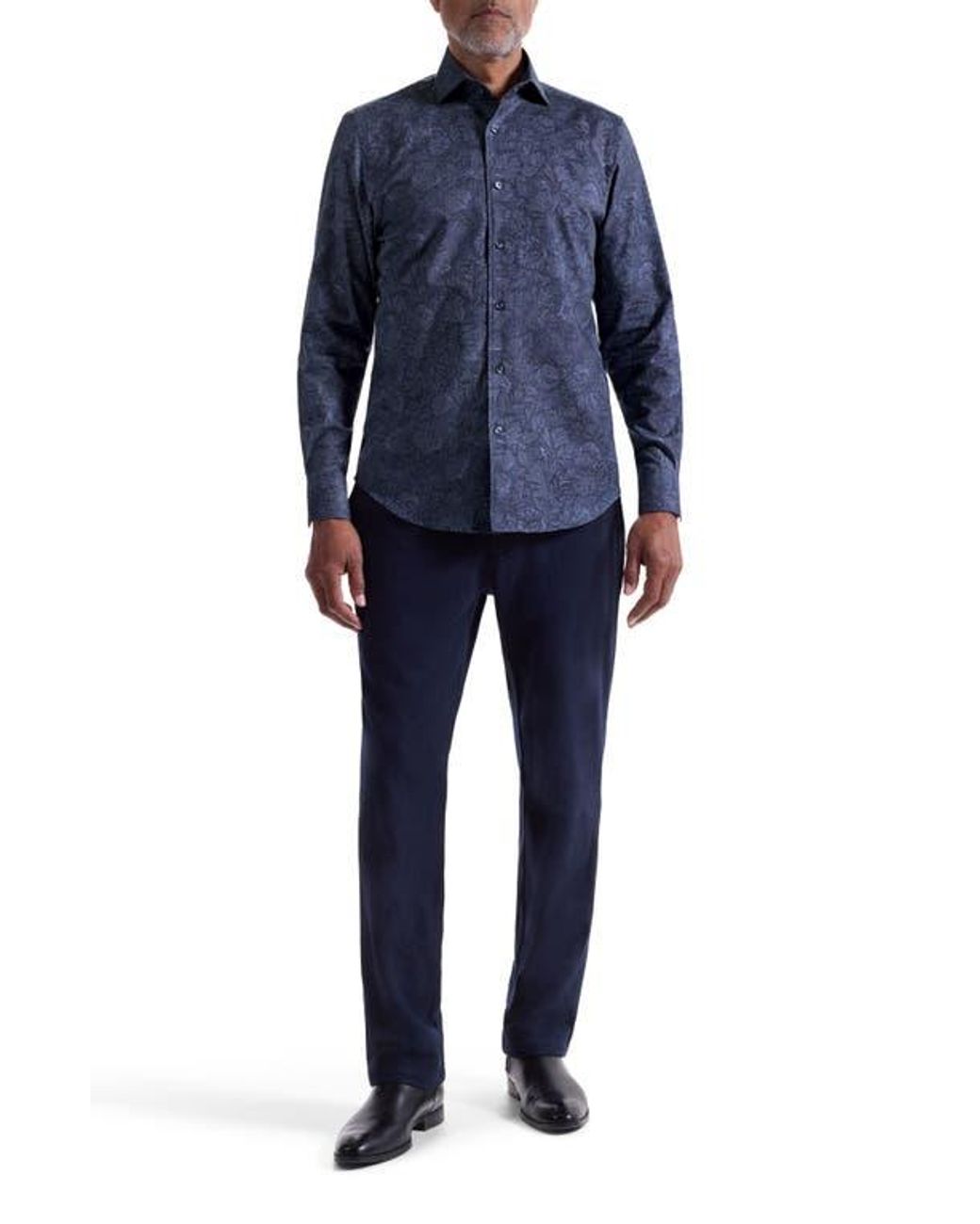Bugatchi Alvin Shaped Fit Leaf Print Button-Up Shirt in Blue for Men | Lyst