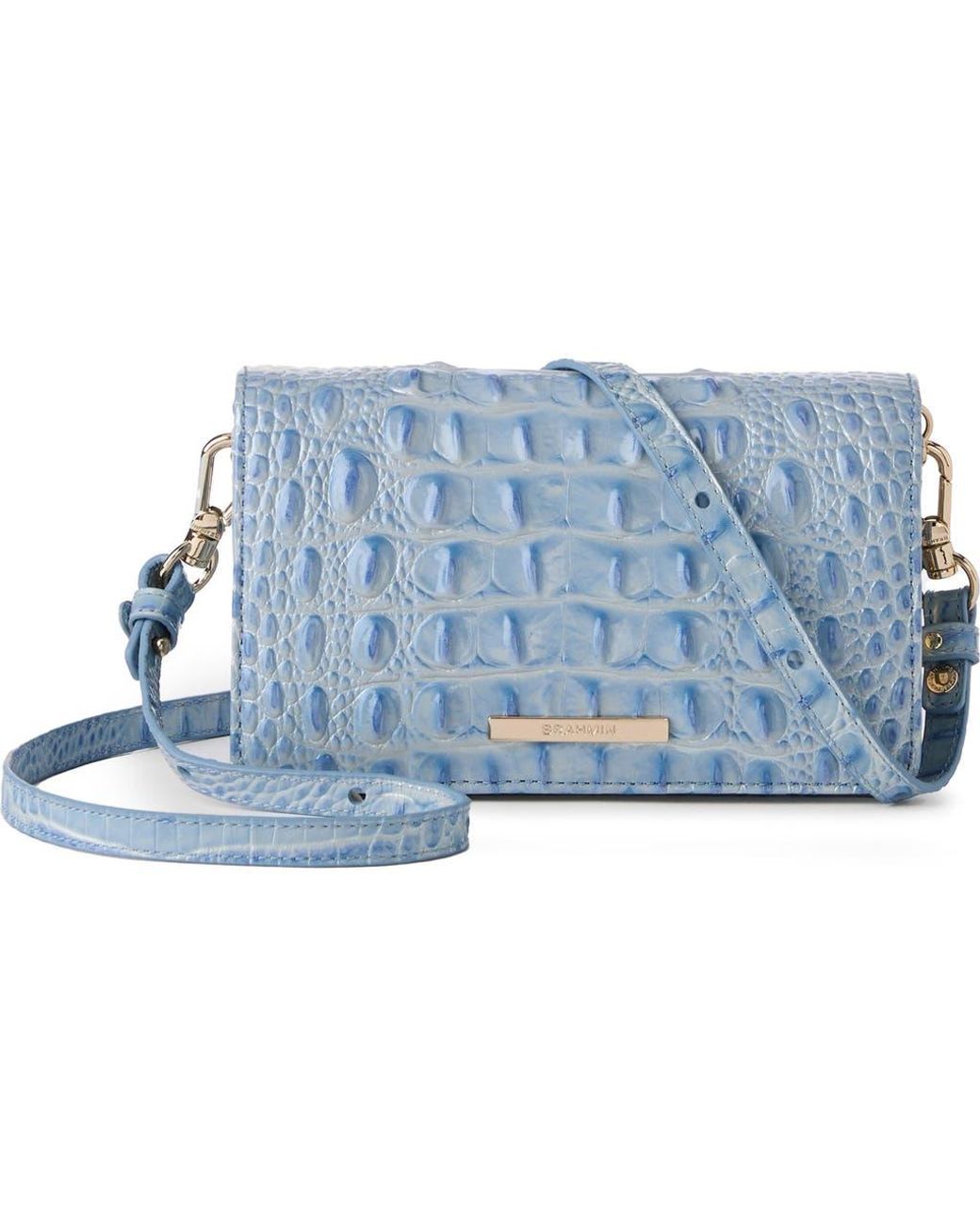 Brahmin Minuette Croc Embossed Leather Crossbody Bag in Blue | Lyst