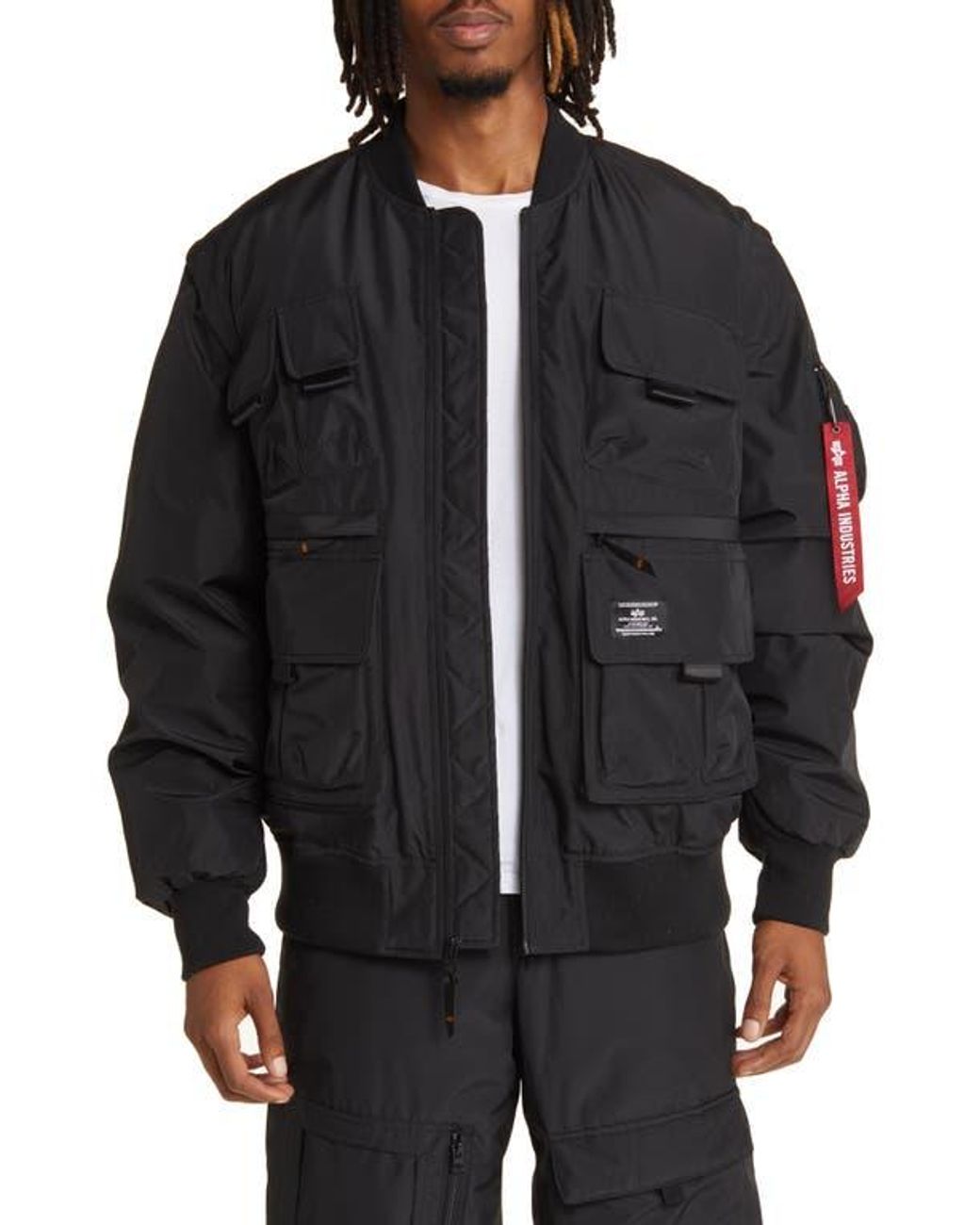 Alpha Industries Convertible Flight Jacket in Black for Men | Lyst