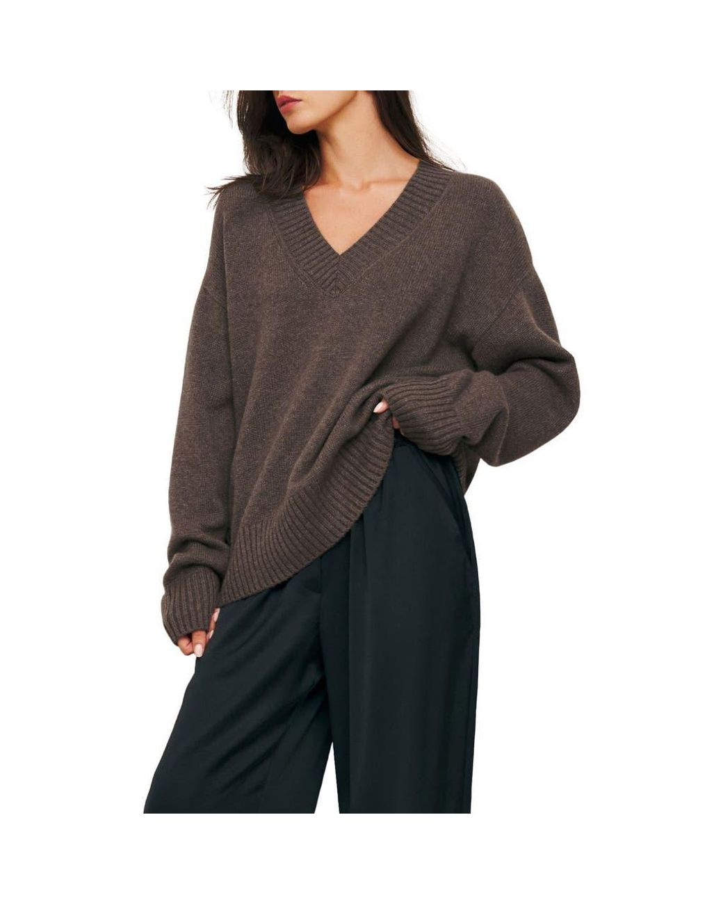 Reformation Jadey Oversize Cashmere Sweater in Black | Lyst