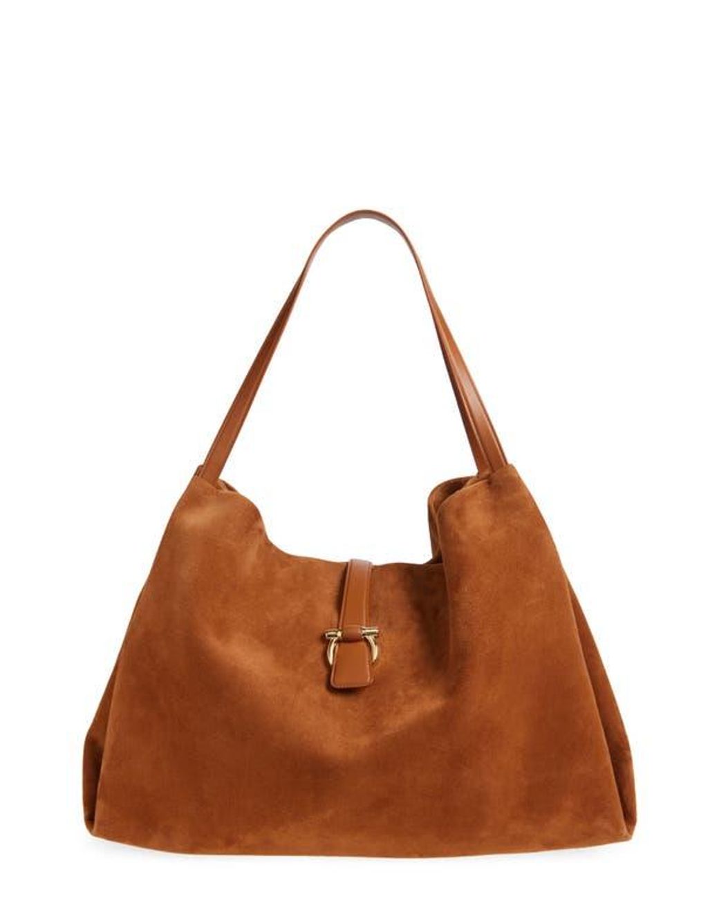 Ferragamo Large Lily Suede Tote in Brown | Lyst