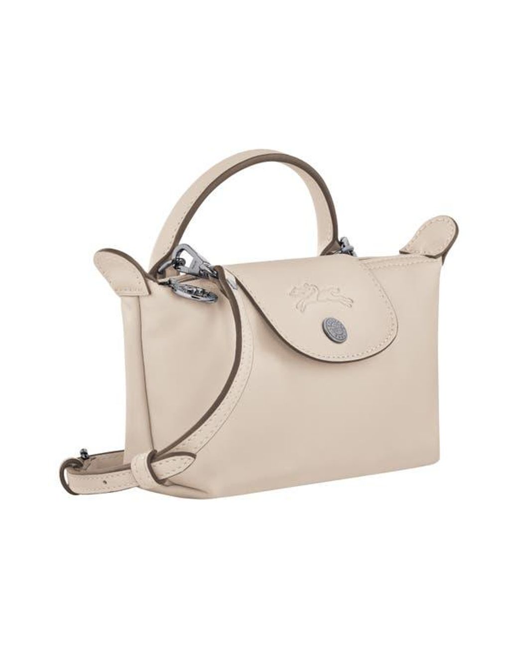 Longchamp Extra Small Le Pliage Leather Cosmetics Case in Natural | Lyst