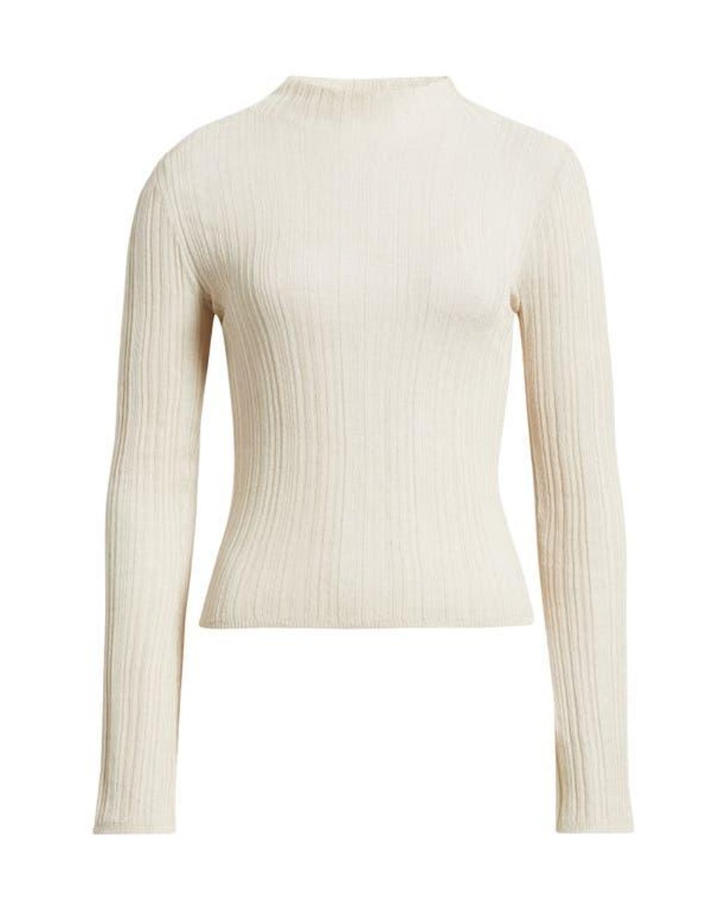 Open Edit Open Stitch Linen Blend Mock Neck Sweater in Blue | Lyst