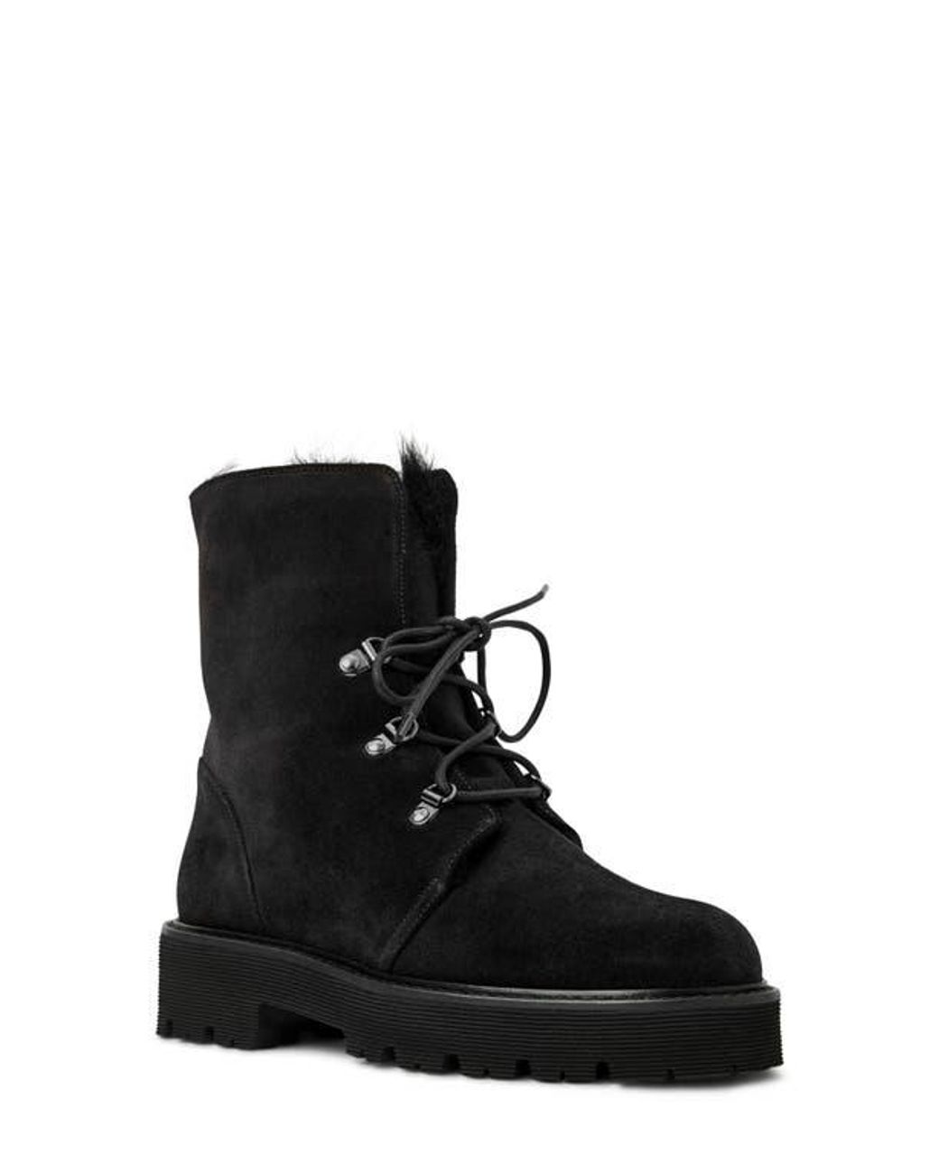 Aquatalia Eva Faux Shearling Cuff Weatherproof Hiker Boot in Black | Lyst