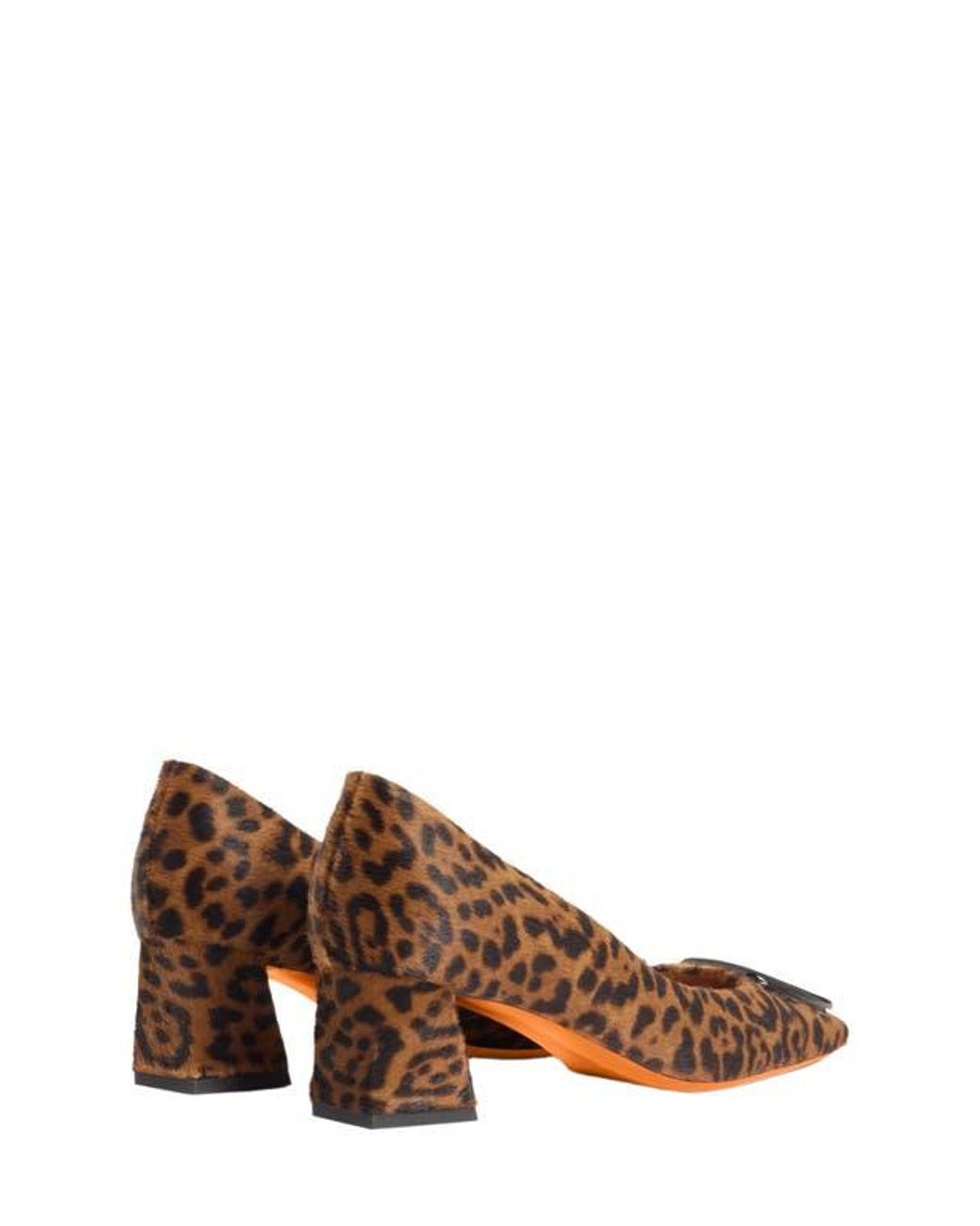 Santoni Animal-Print Cavallino Mid-Heel Pump in Brown | Lyst
