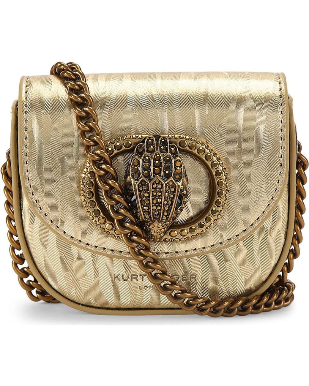 Kurt Geiger Micro Chelsea Leather Saddle Bag in Metallic | Lyst