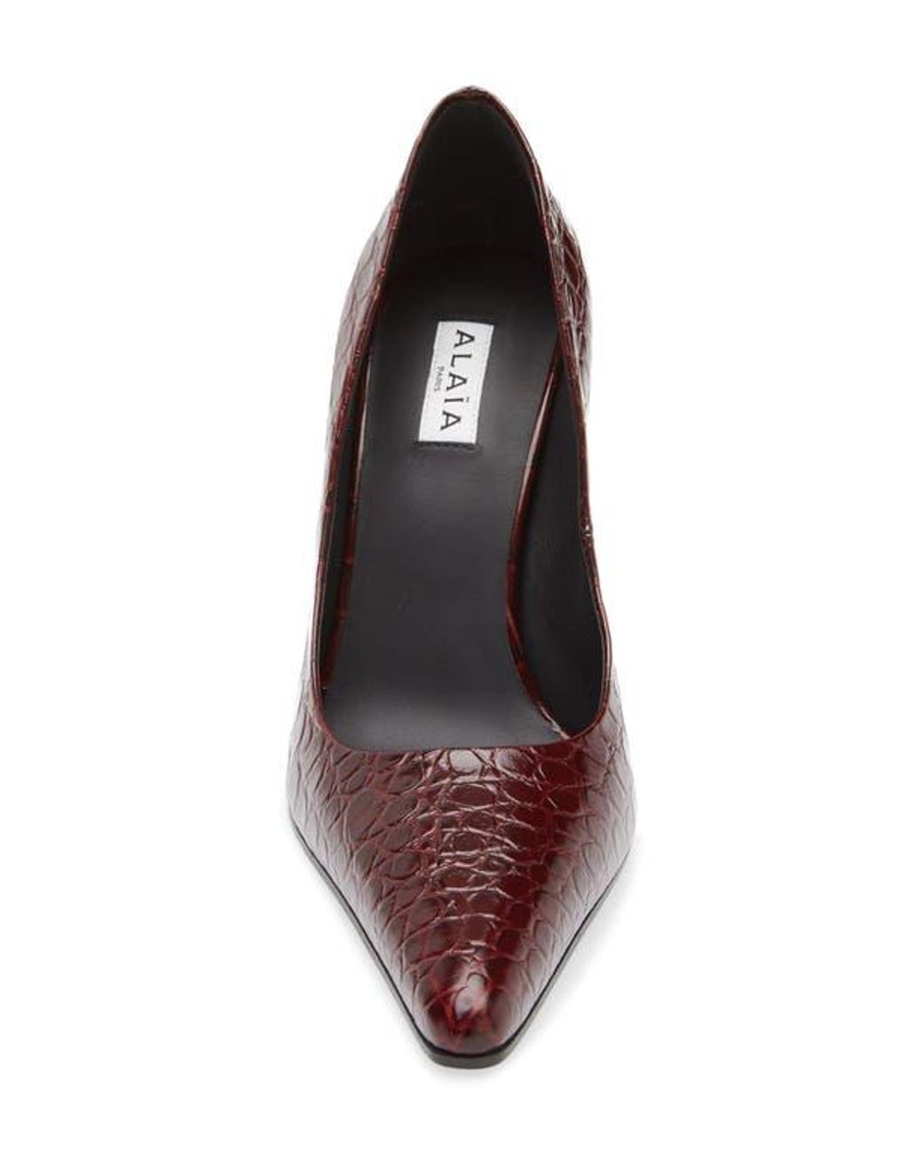 Alaïa Show Pointed Toe Lizard Embossed Pump in Brown | Lyst