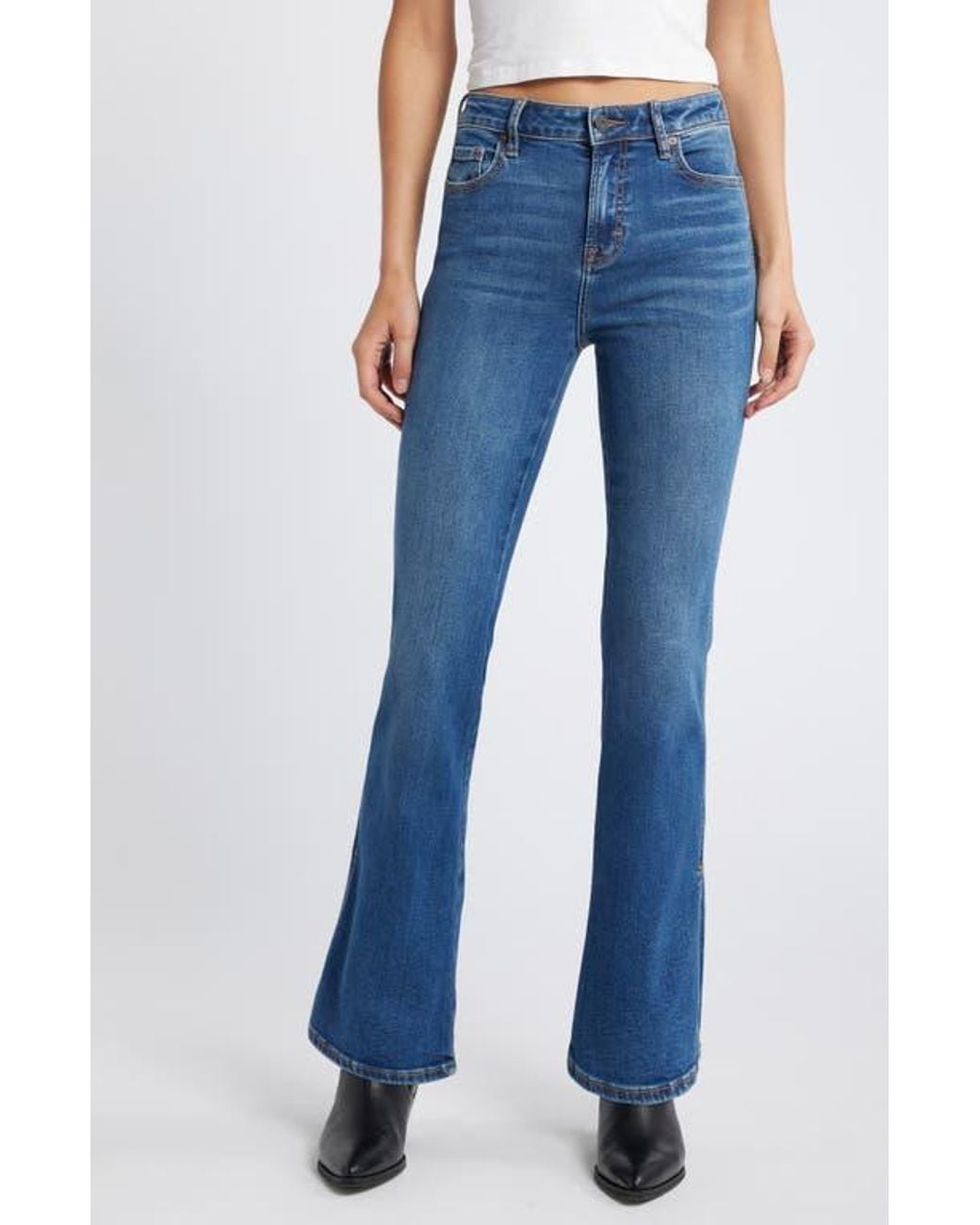 Hidden Jeans Side Slit Mid Rise Bootcut Jeans in Blue | Lyst
