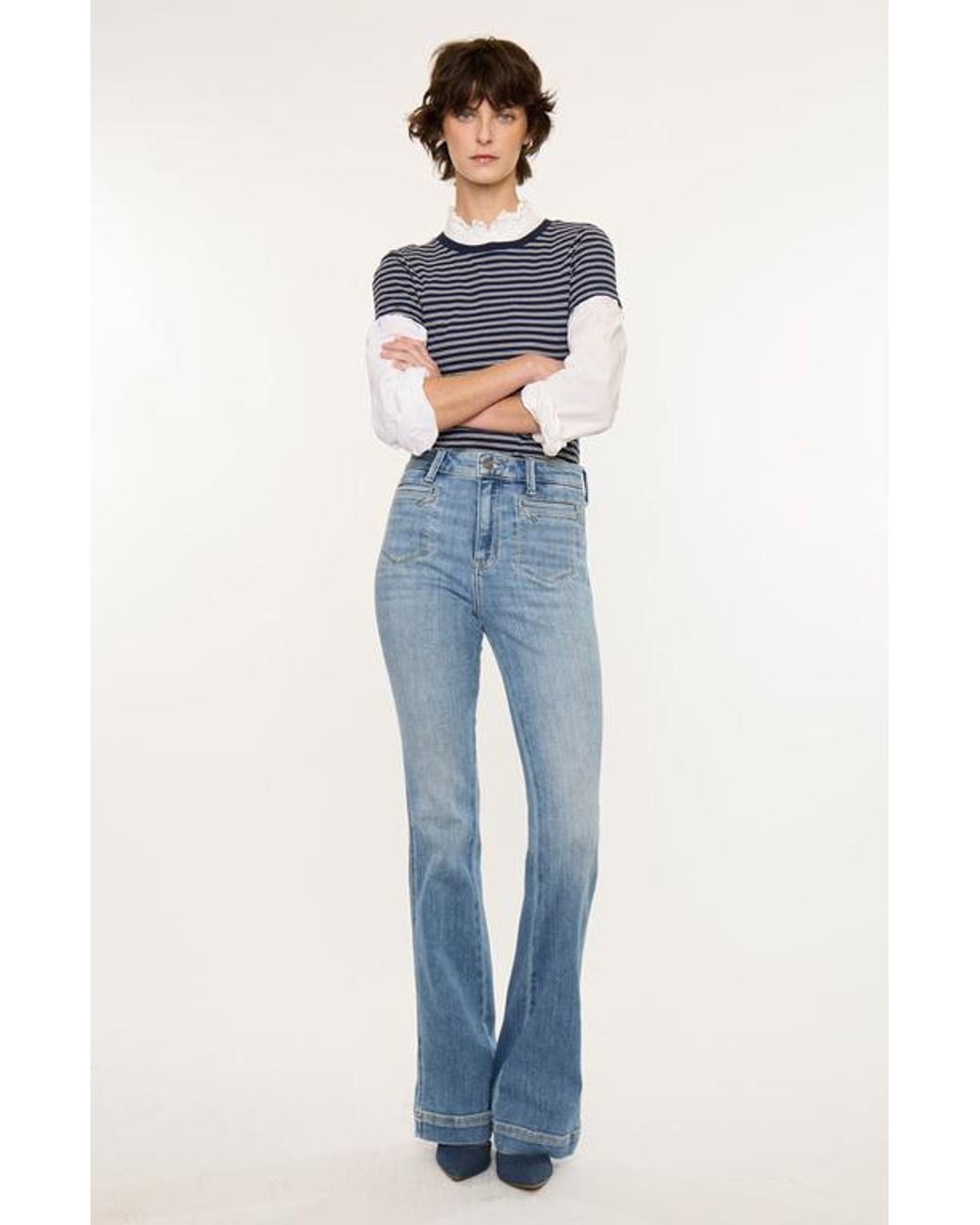 Kancan Rachel High Rise Flare Jeans in Blue | Lyst