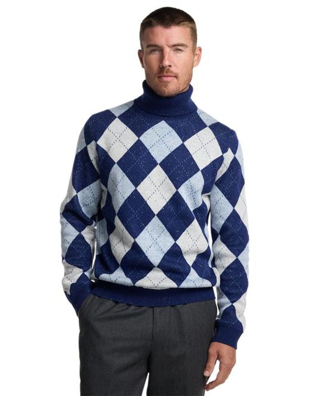 Paul Fredrick Donegal Turtleneck Sweater in Blue for Men | Lyst