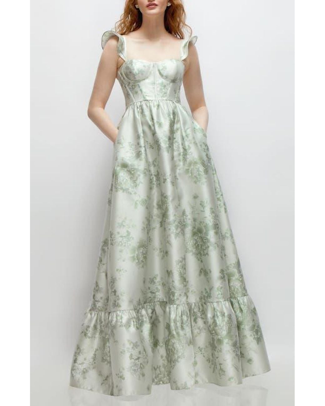 Dessy Collection Floral Corset Gown in Green | Lyst