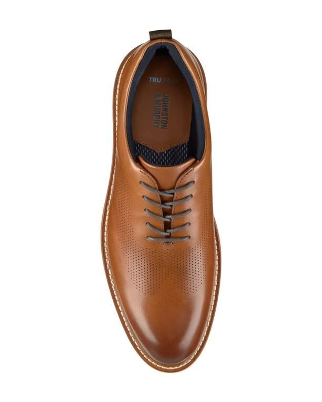 Johnston & Murphy Upton Perforated Plain Toe Oxford in Brown for Men | Lyst