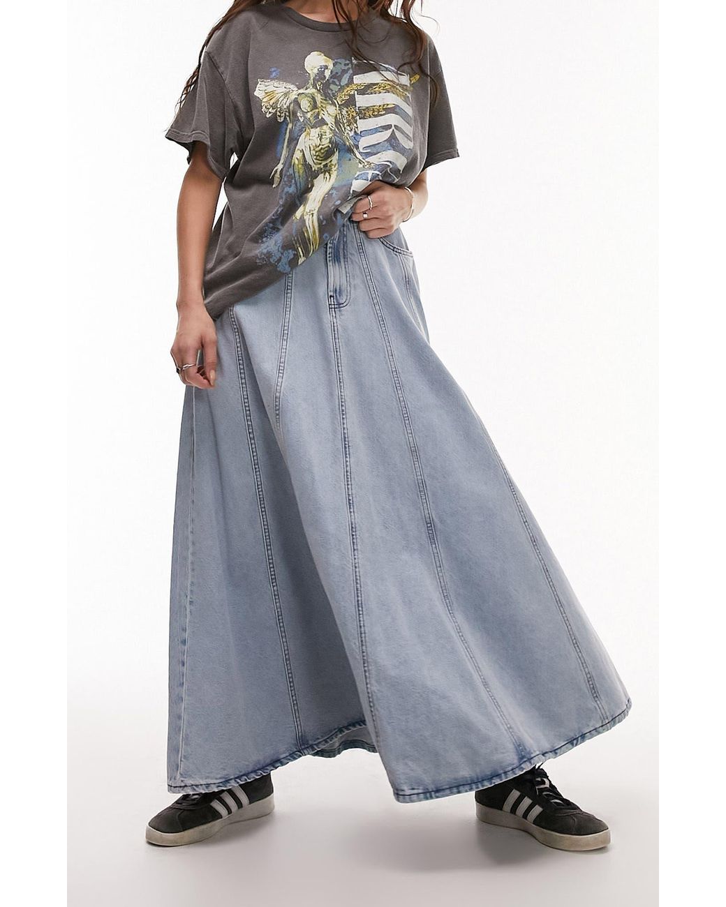 TOPSHOP Full Circle Denim Maxi Skirt | Lyst