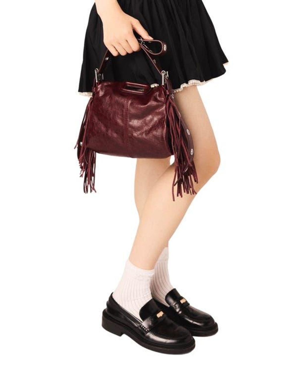 Maje Miss M Mini Cracked Leather Bag in Brown | Lyst