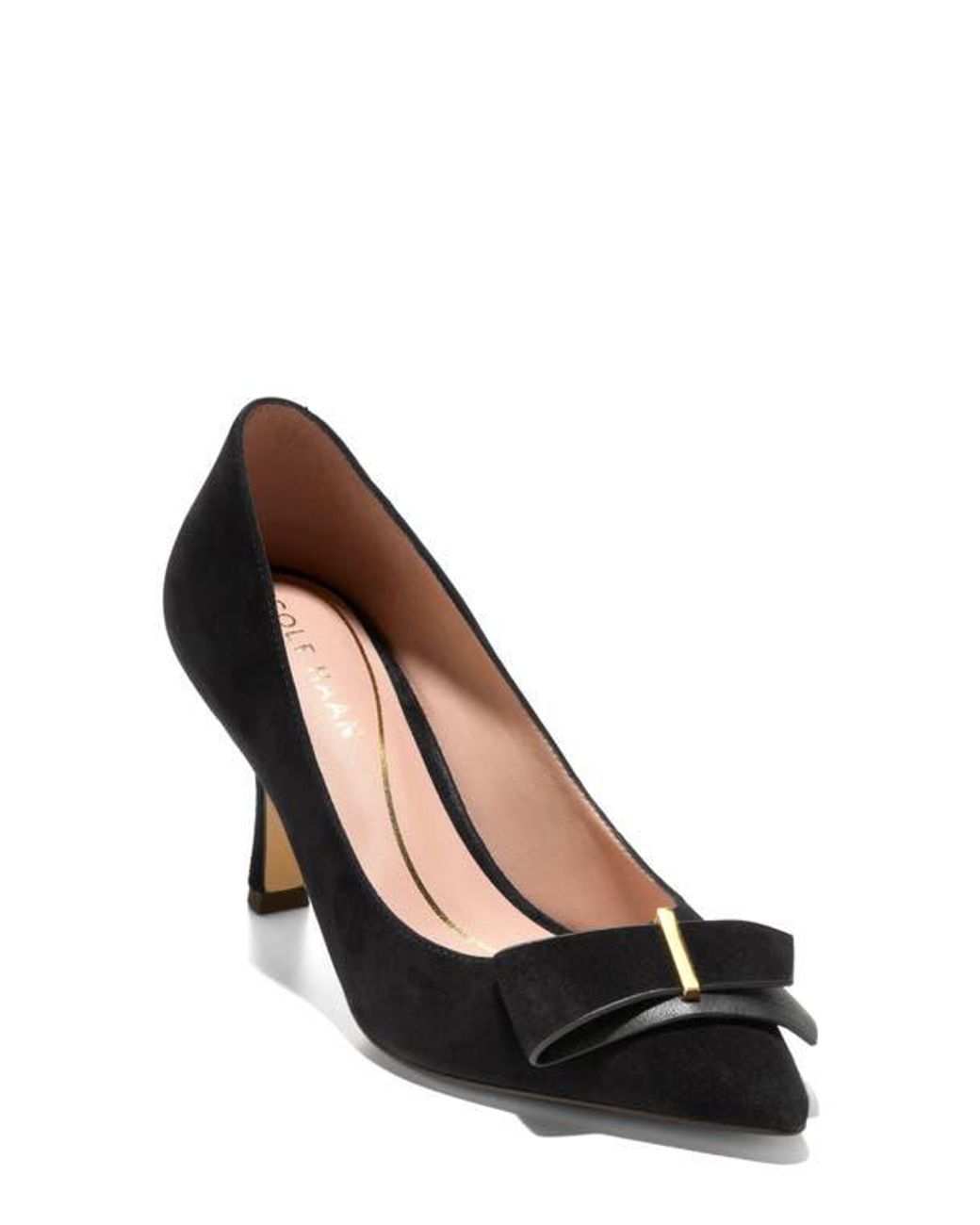 Cole Haan Felicia Bow Pointed Toe Pump in Black | Lyst