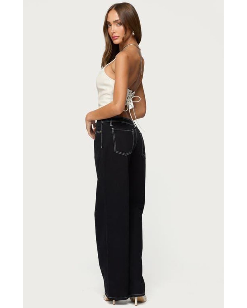 Edikted Kizzie Faux Leather Halter Top in White | Lyst