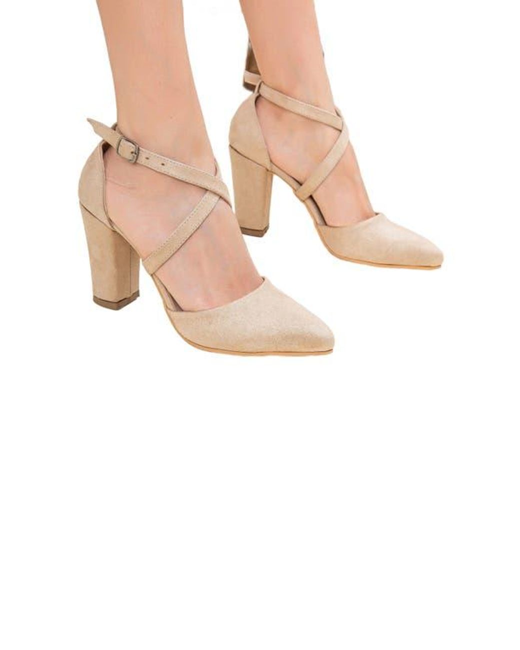 Forever & Always Shoes Sina Criss Cross High Block Heels in Pink | Lyst