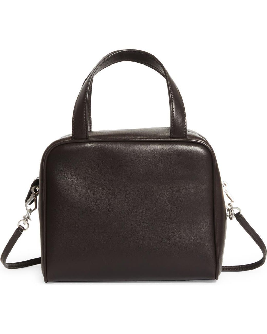 The Row Small Ray Leather Cube Top Handle Bag in Black | Lyst