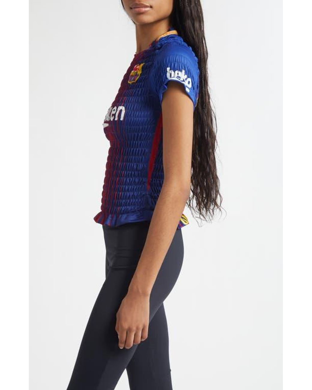Conner Ives Shirred Soccer Jersey in Blue | Lyst