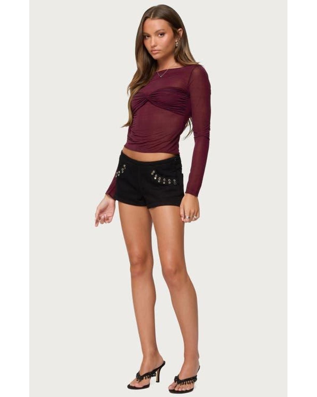 Edikted Oona Gathered Overlay Sheer Top | Lyst