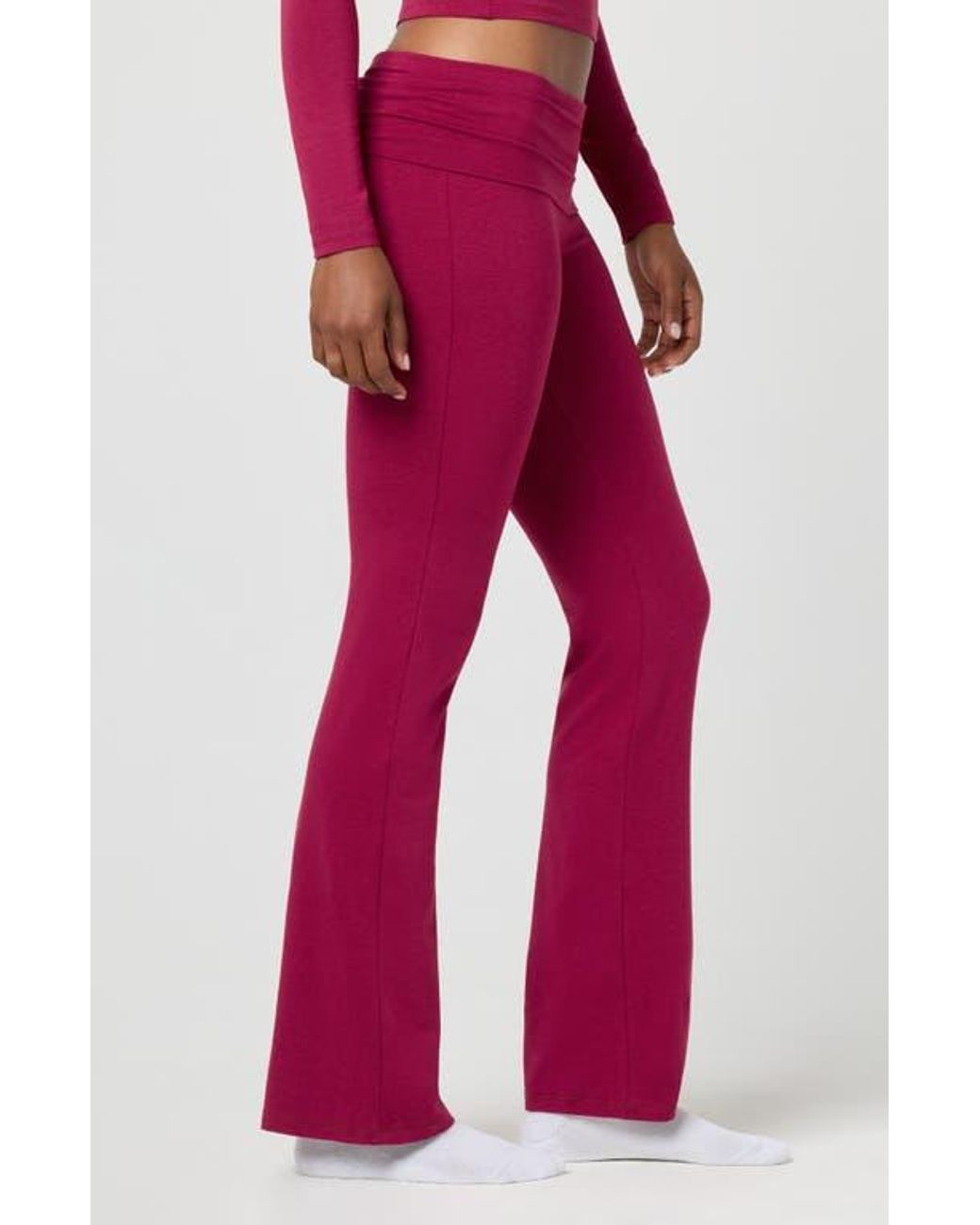Florence By Mills Softie Cotton Blend Fold Over Pants in Red | Lyst