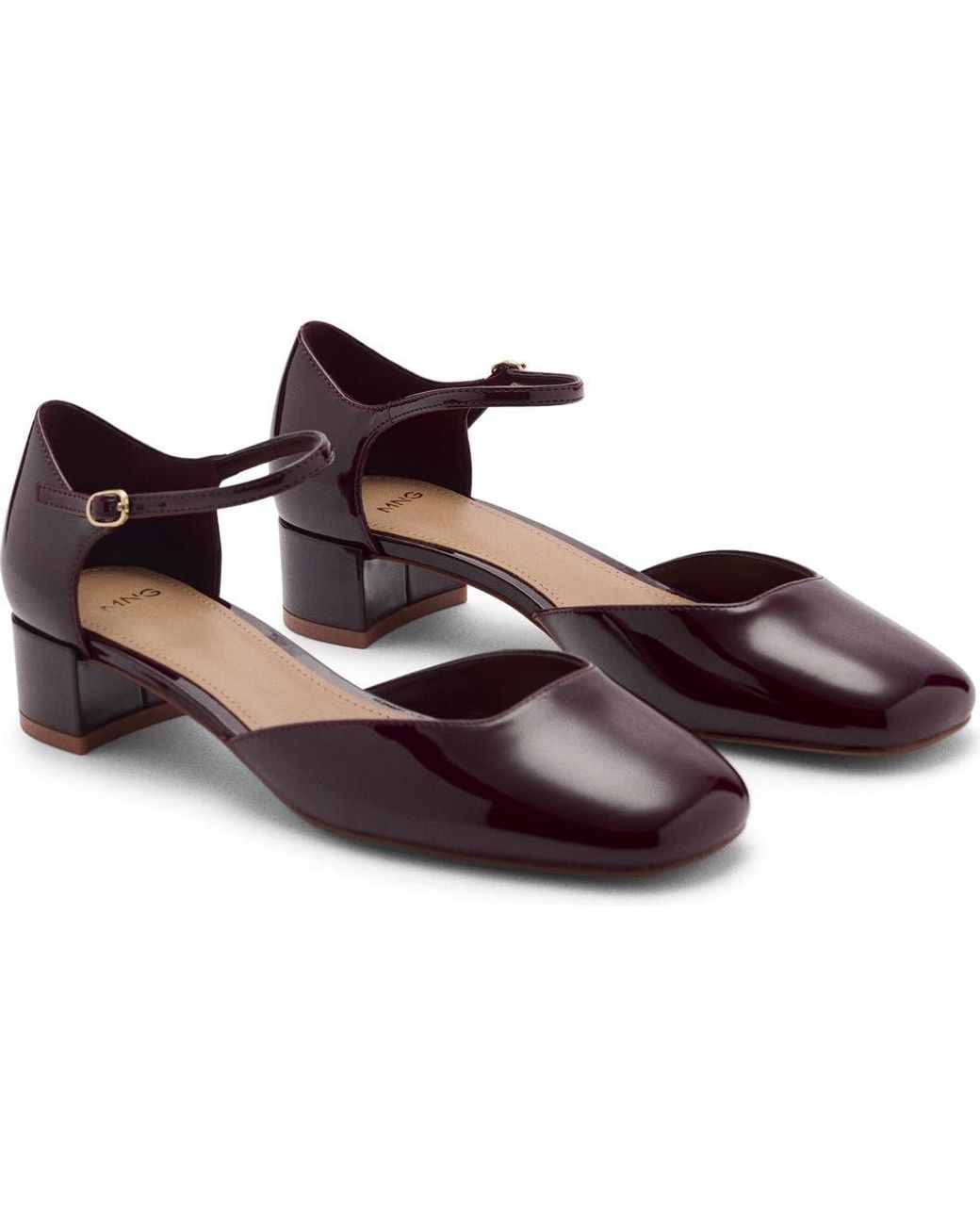 Mango Block Heel D'Orsay Pump in Brown | Lyst