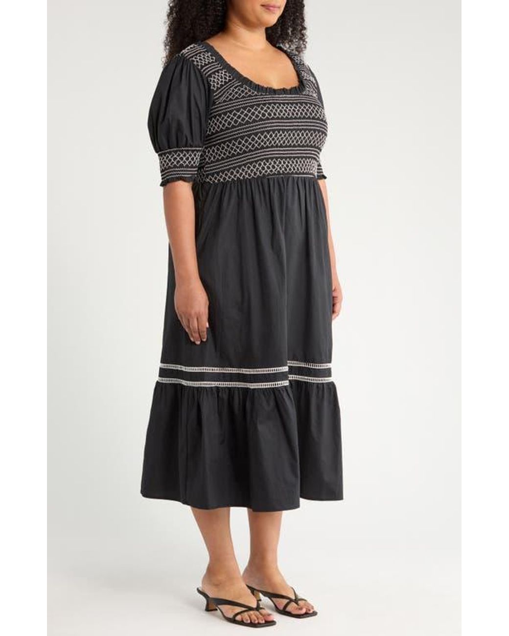 Sugarlips Carlene Smocked Midi Dress in Black | Lyst