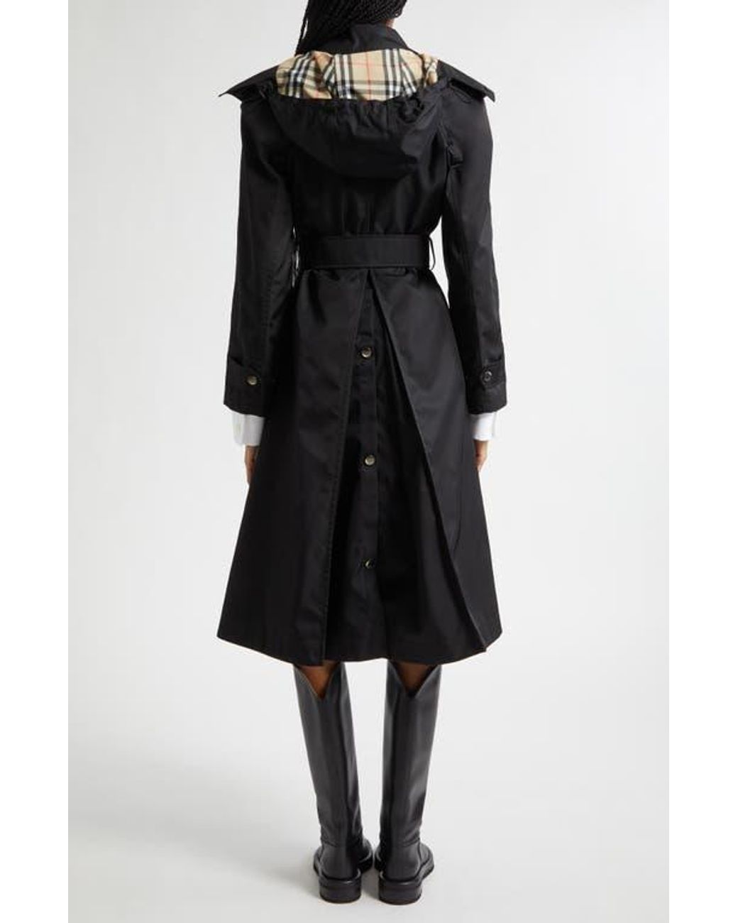 Burberry Tilley Trench Coat With Removable Hood in Black | Lyst
