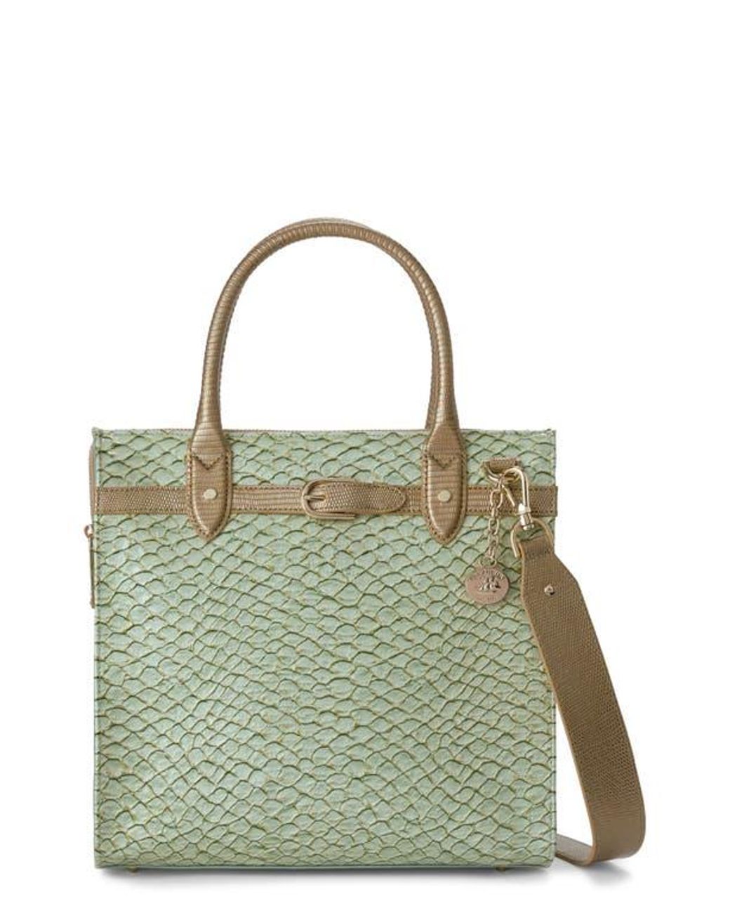 Brahmin Caroline Croc Embossed Leather Satchel in Green | Lyst