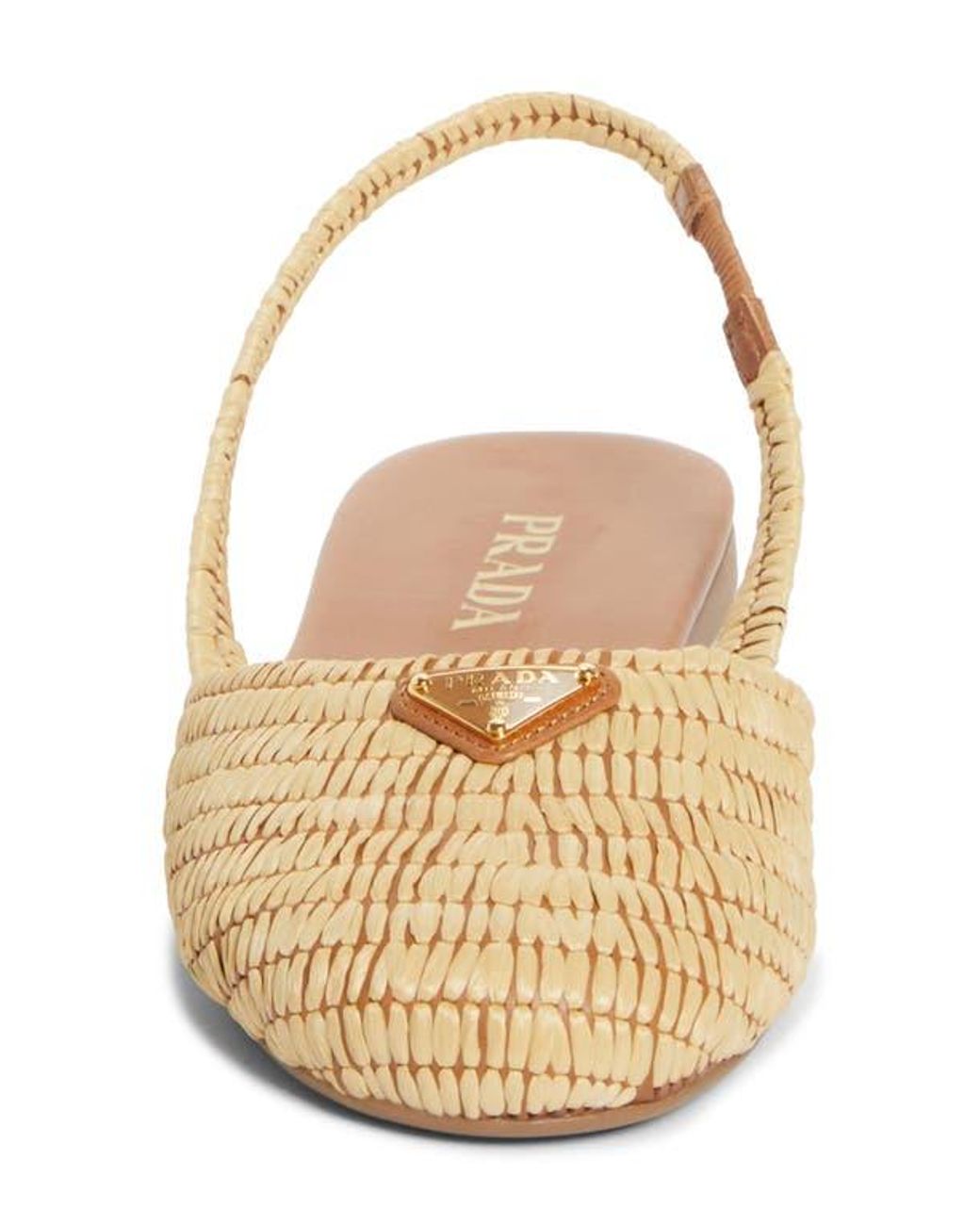 Prada Raffia Slingback Flat in Natural | Lyst
