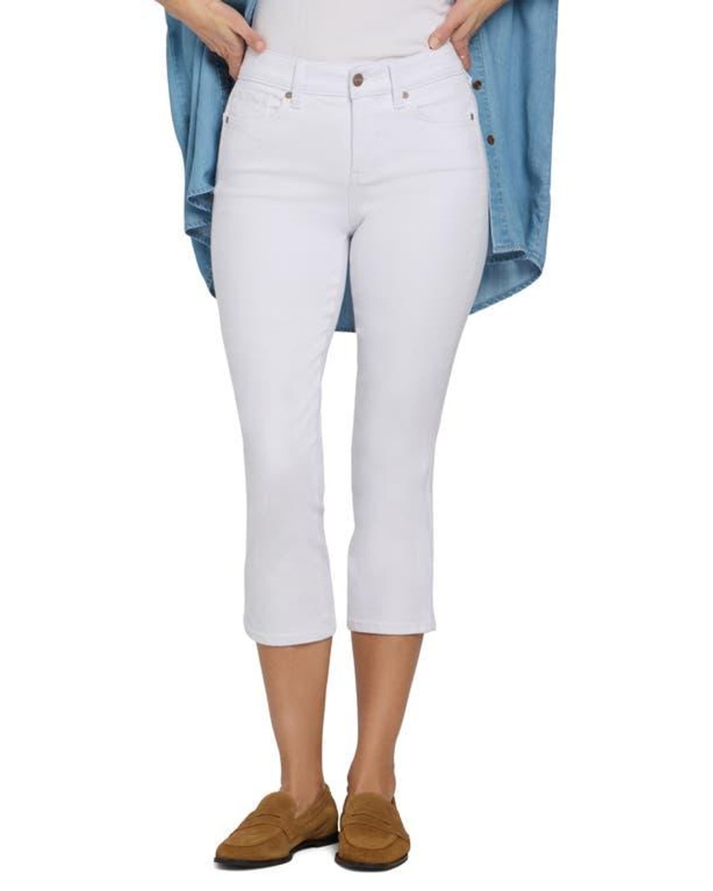 NYDJ Chloe Cool Embrace Side Slit Capri Jeans in Blue | Lyst