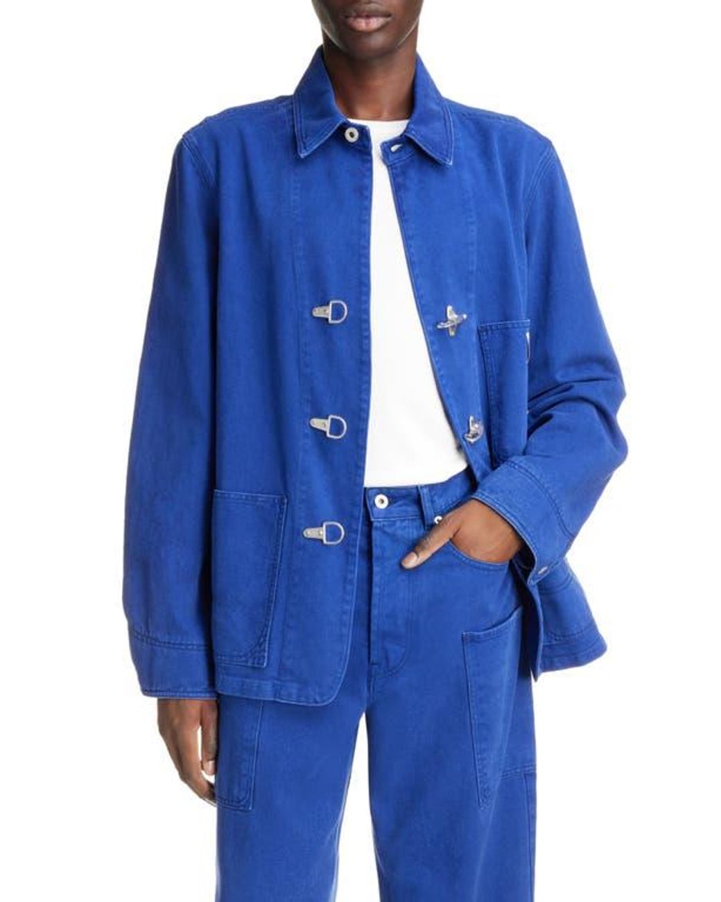 KENZO Elephant Flag Cotton Twill Work Jacket in Blue for Men | Lyst