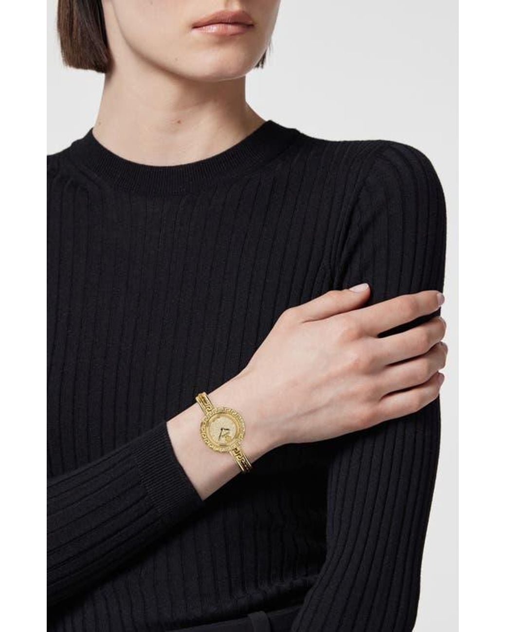 Versace La Greca Diamond Bracelet Watch, Leather Strap & Pendant Chain ...