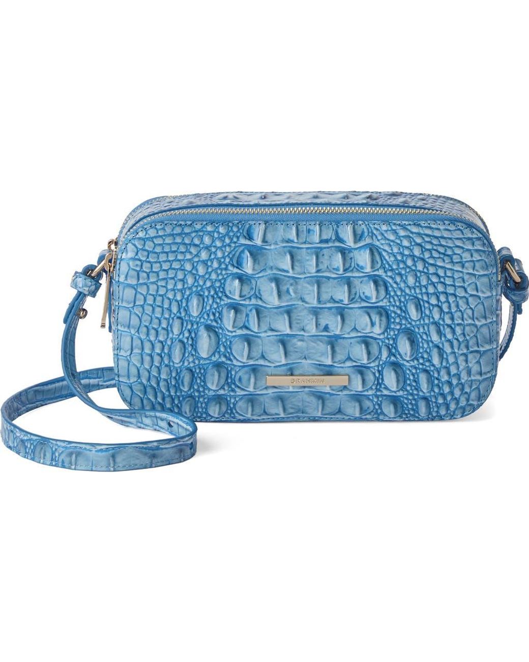 Brahmin Danica Croc Embossed Leather Crossbody Bag in Blue | Lyst