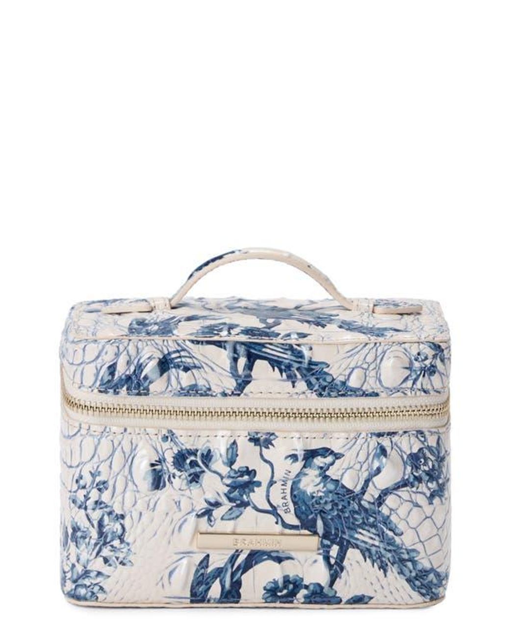 Brahmin Small Charmaine Croc Embossed Leather Train Case in Blue | Lyst