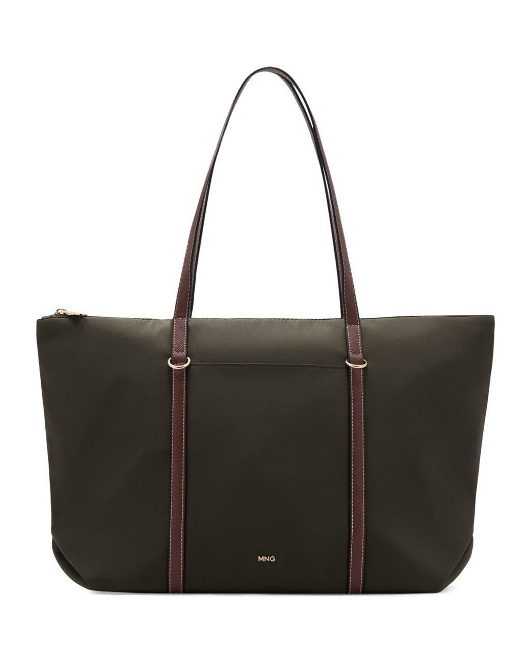 Mango Nylon Shopper Bag in Black | Lyst