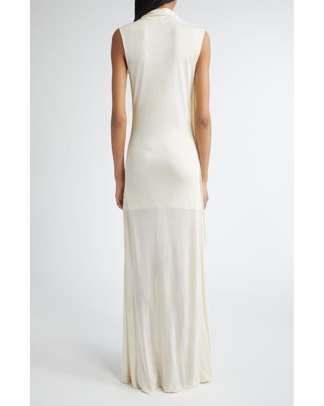 TOTEME Overlapped Scarf Sheer Stretch Jersey Maxi Dress in White | Lyst